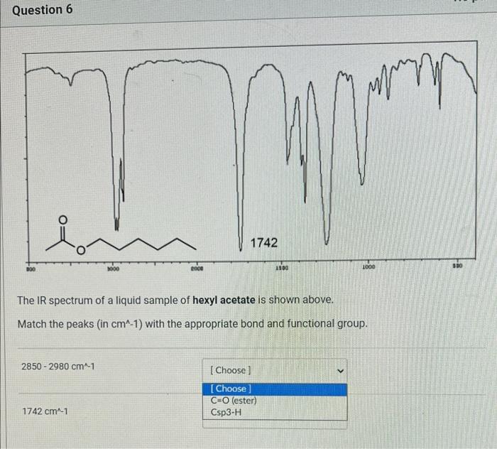Solved Question 5 The IR spectrum of a liquid sample of | Chegg.com
