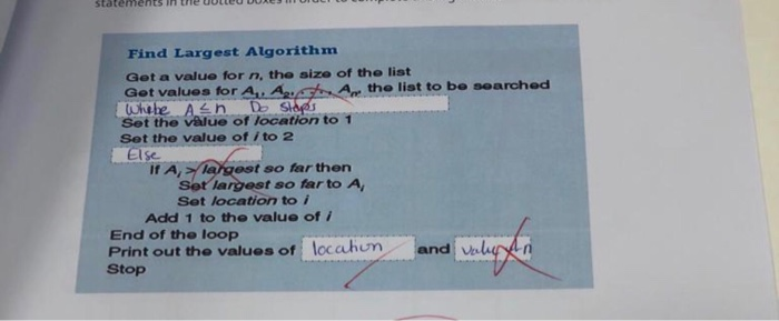 Solved Statements Find Largest Algorithm Get A Value For N 2648