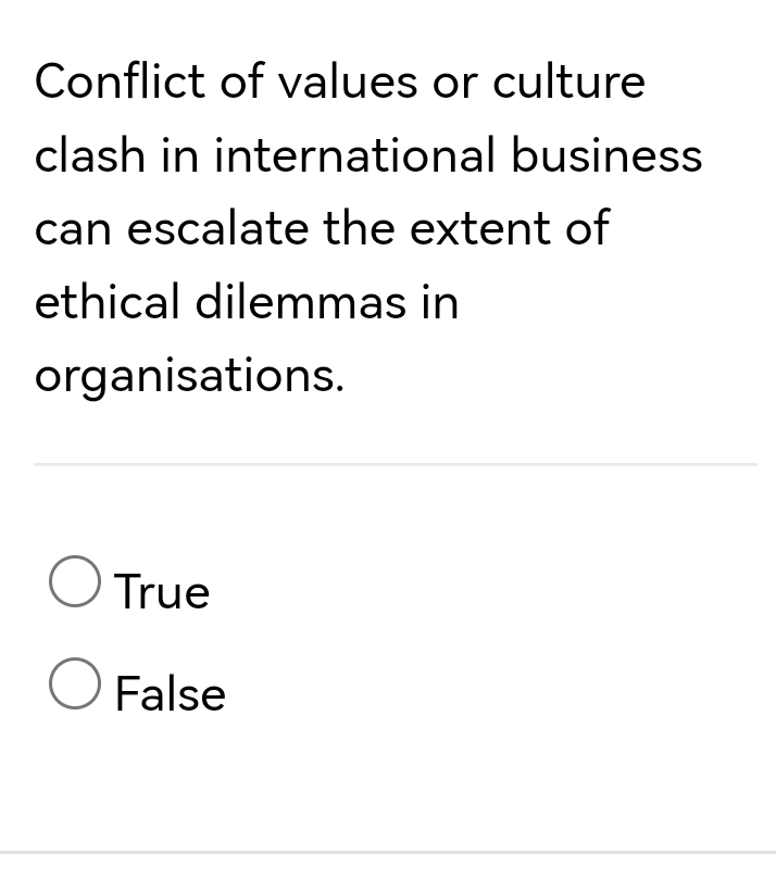 Solved Conflict of values or culture clash in international | Chegg.com