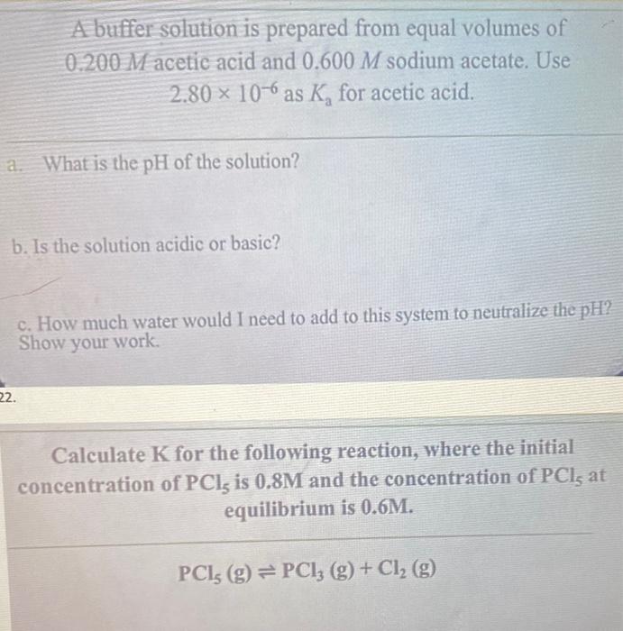 Solved Abuffer solution is prepared from equal volumes of | Chegg.com