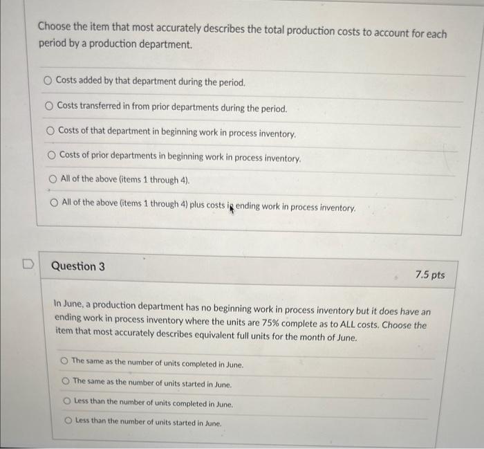 Solved Choose the item that most accurately describes the | Chegg.com