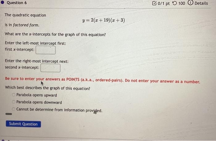 Solved The Quadratic Equation Is In Factored Form [