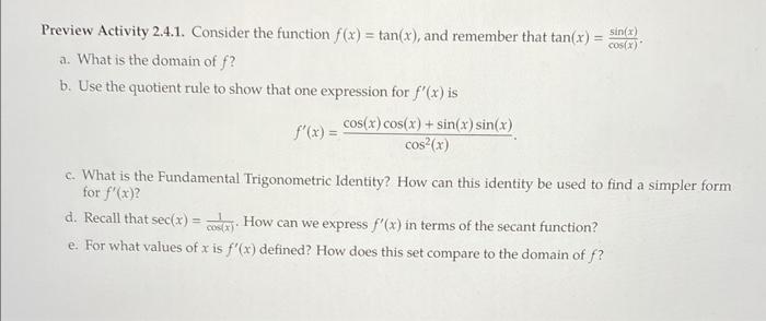 Solved Preview Activity 2.4.1. Consider the function | Chegg.com