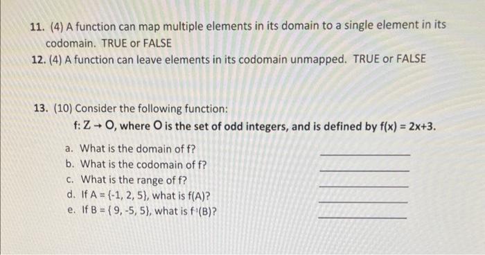 Solved 11. (4) A function can map multiple elements in its | Chegg.com