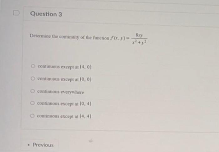 Solved Determine the contimuity of the function | Chegg.com