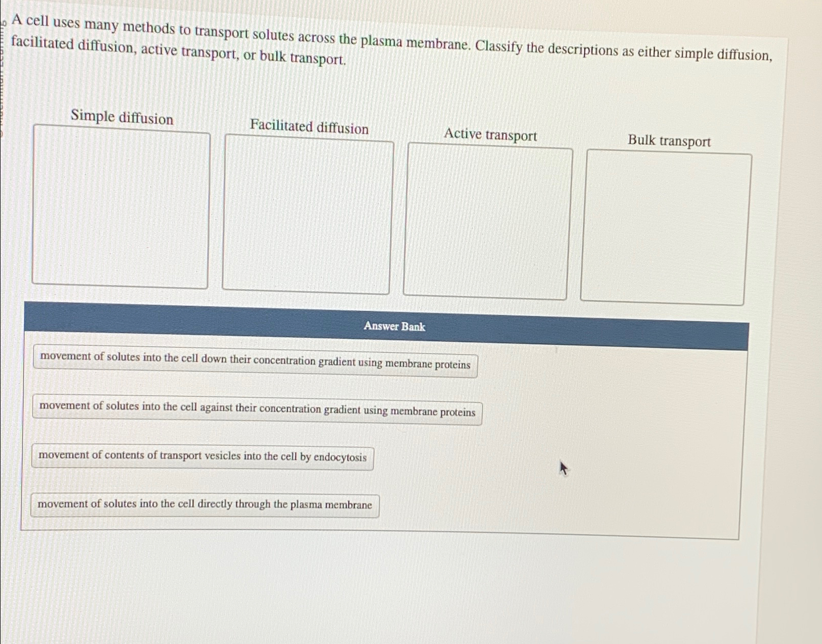Solved A cell uses many methods to transport solutes across | Chegg.com Solved A cell uses many methods to transport solutes across | Chegg.com
