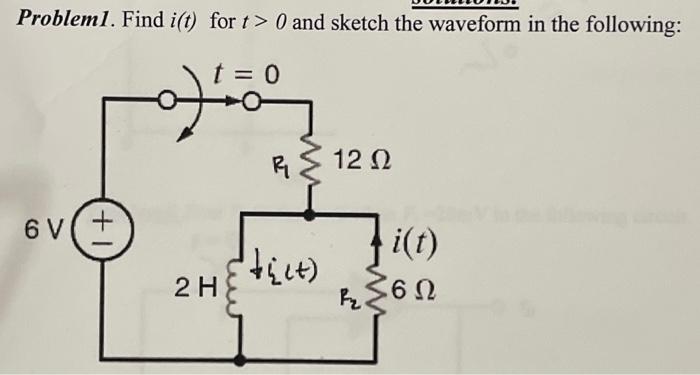 Solved Problem 1. Find i(t) for t>0 and sketch the waveform | Chegg.com