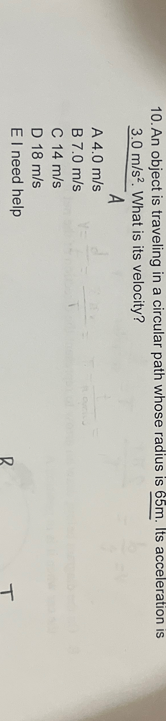 Solved An object is traveling in a circular path whose | Chegg.com