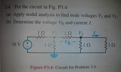 Solved For the circuit in Fig. P3.4: Apply nodal analysis | Chegg.com