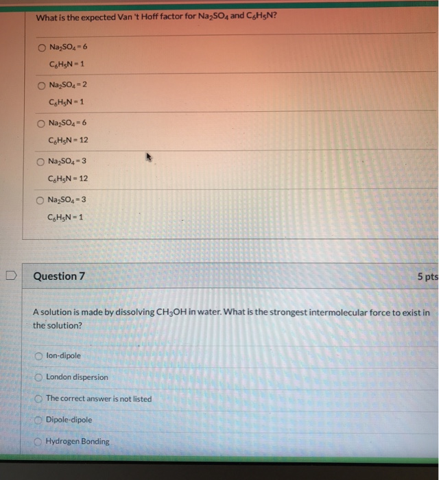 Solved What is the expected Van 't Hoff factor for Na2504 | Chegg.com