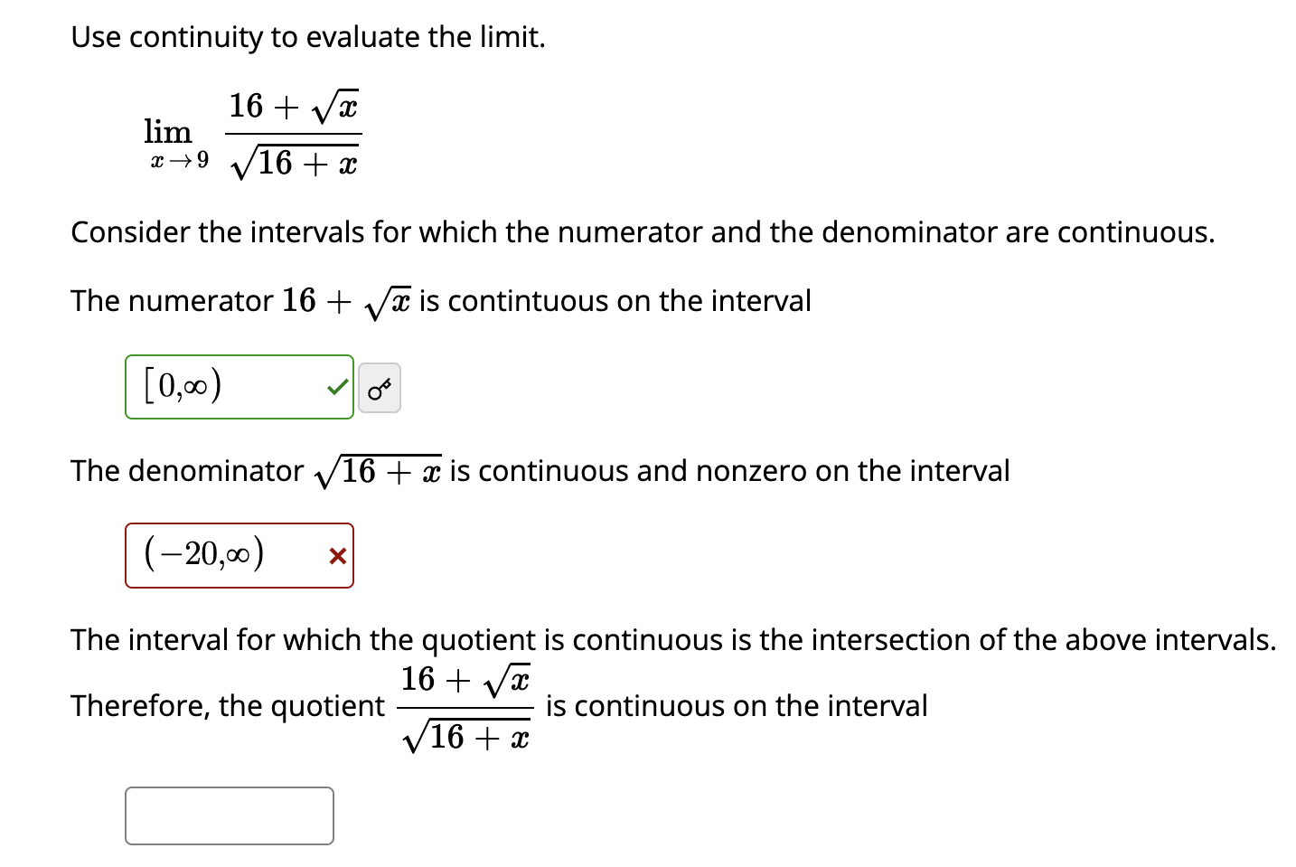 Solved Use continuity to evaluate the | Chegg.com