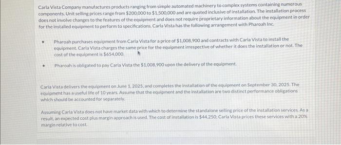 Solved Carla Vista Company manufactures products ranging | Chegg.com