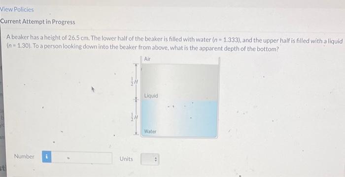 Solved A beaker has a height of 26,5 cm. The lower half of | Chegg.com