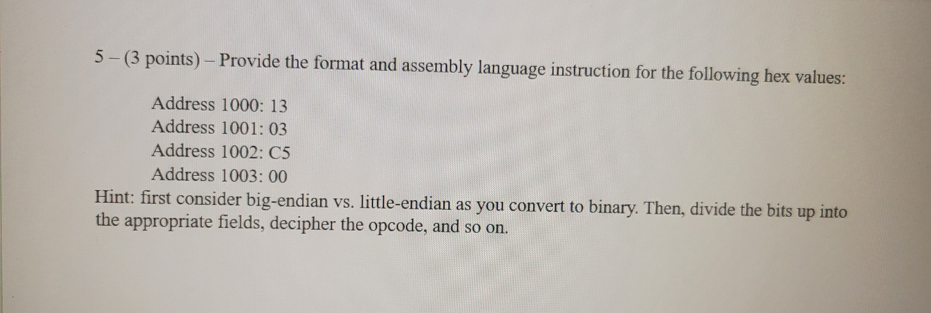 Solved Provide the format and assembly language instruction | Chegg.com