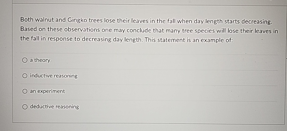Solved Both walnut and Gingko trees lose their leaves in the | Chegg.com