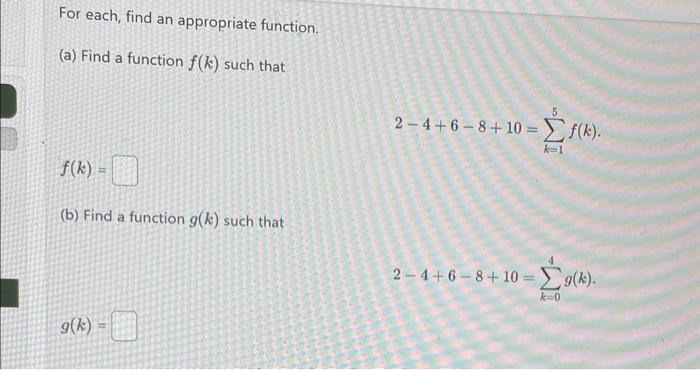 Solved For each, find an appropriate function. (a) Find a | Chegg.com