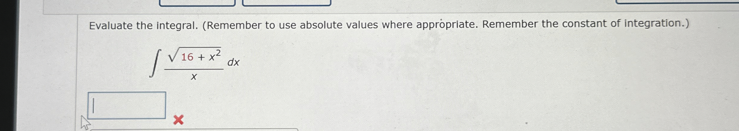 Solved Evaluate the integral. (Remember to use absolute | Chegg.com