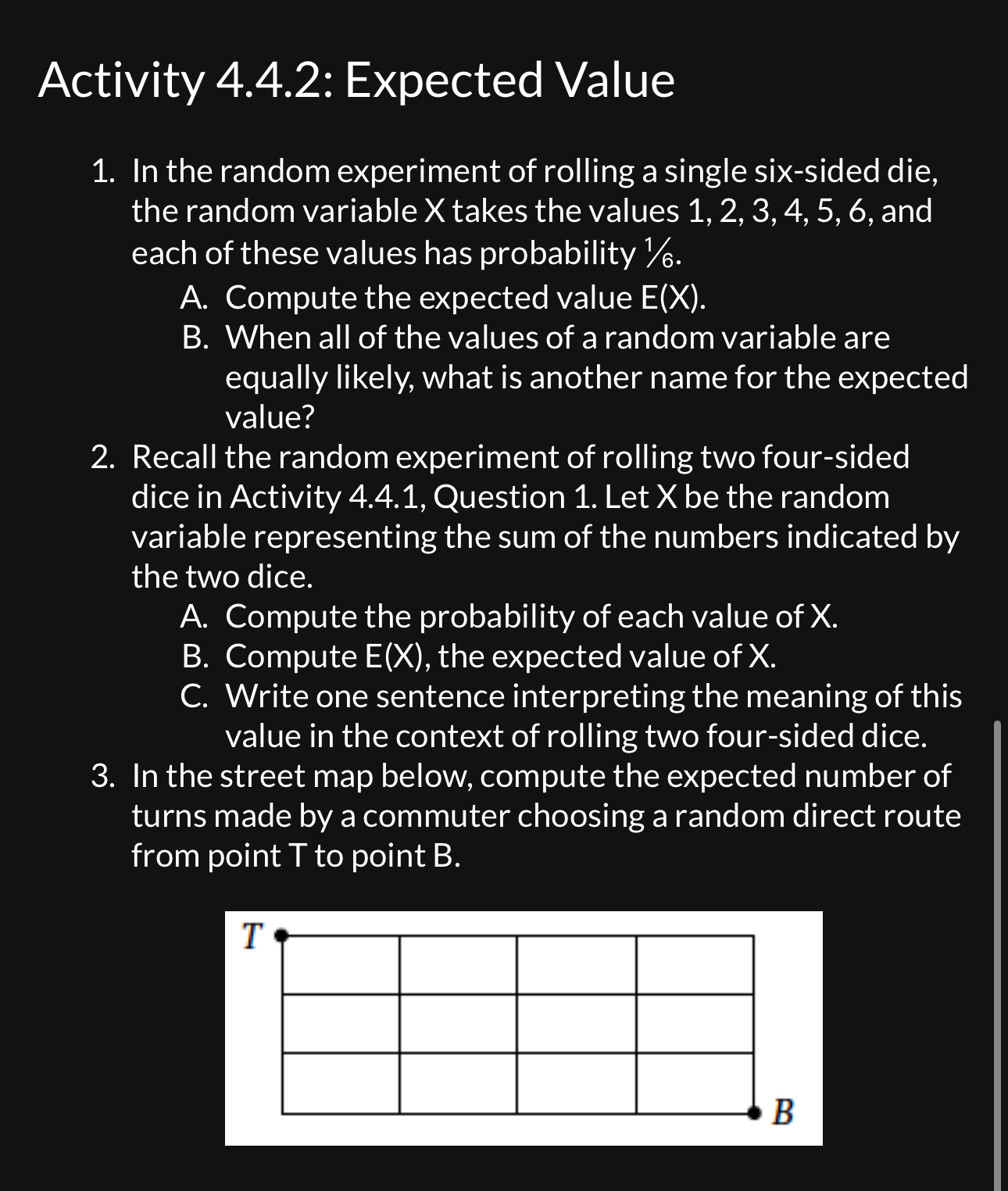 Solved Activity 4.4.2: Expected ValueIn the random | Chegg.com