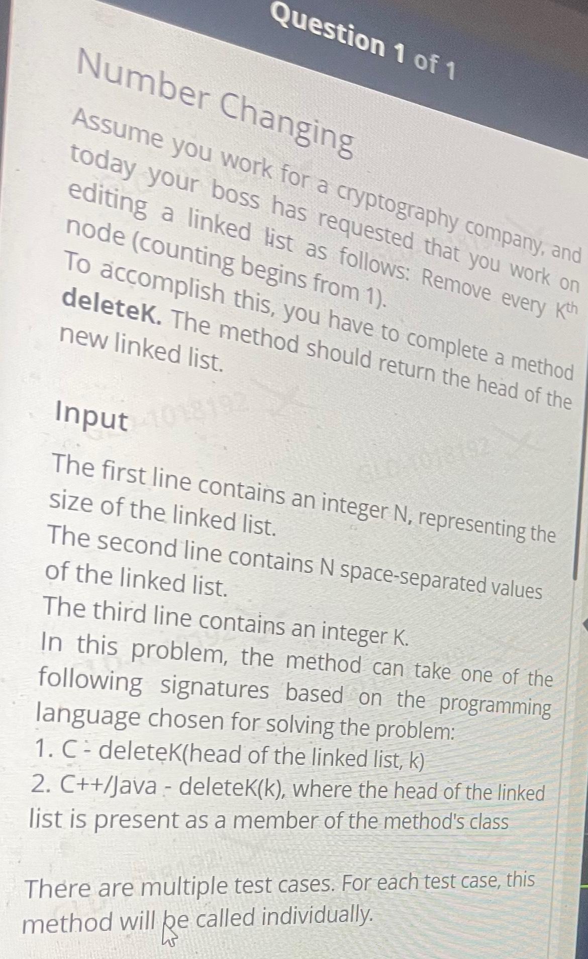 Solved Question 1 ﻿of 1Number ChangingAssume you work for a | Chegg.com