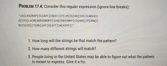 Solved PROBLEM 17.4: Consider this regular expression | Chegg.com