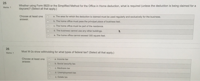 Solved 25 Whether using Form 8829 or the Simplified Method | Chegg.com