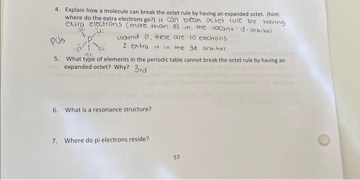 Solved 4. Explain how a molecule can break the octet rule by | Chegg.com