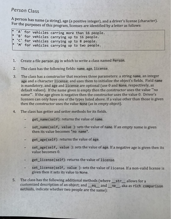 Solved Person Class A person has name (a string), age (a | Chegg.com