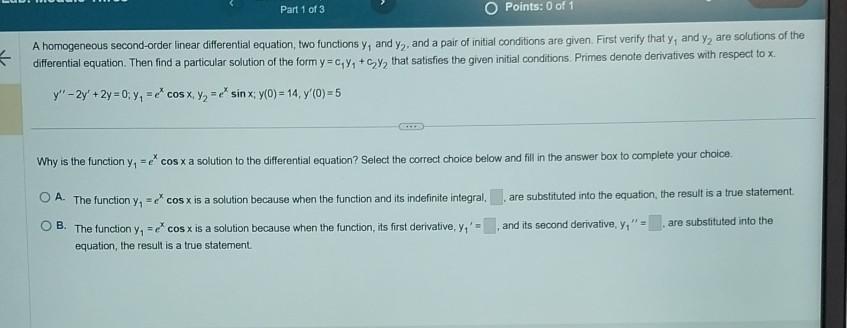 Solved A homogeneous second-order linear differential | Chegg.com