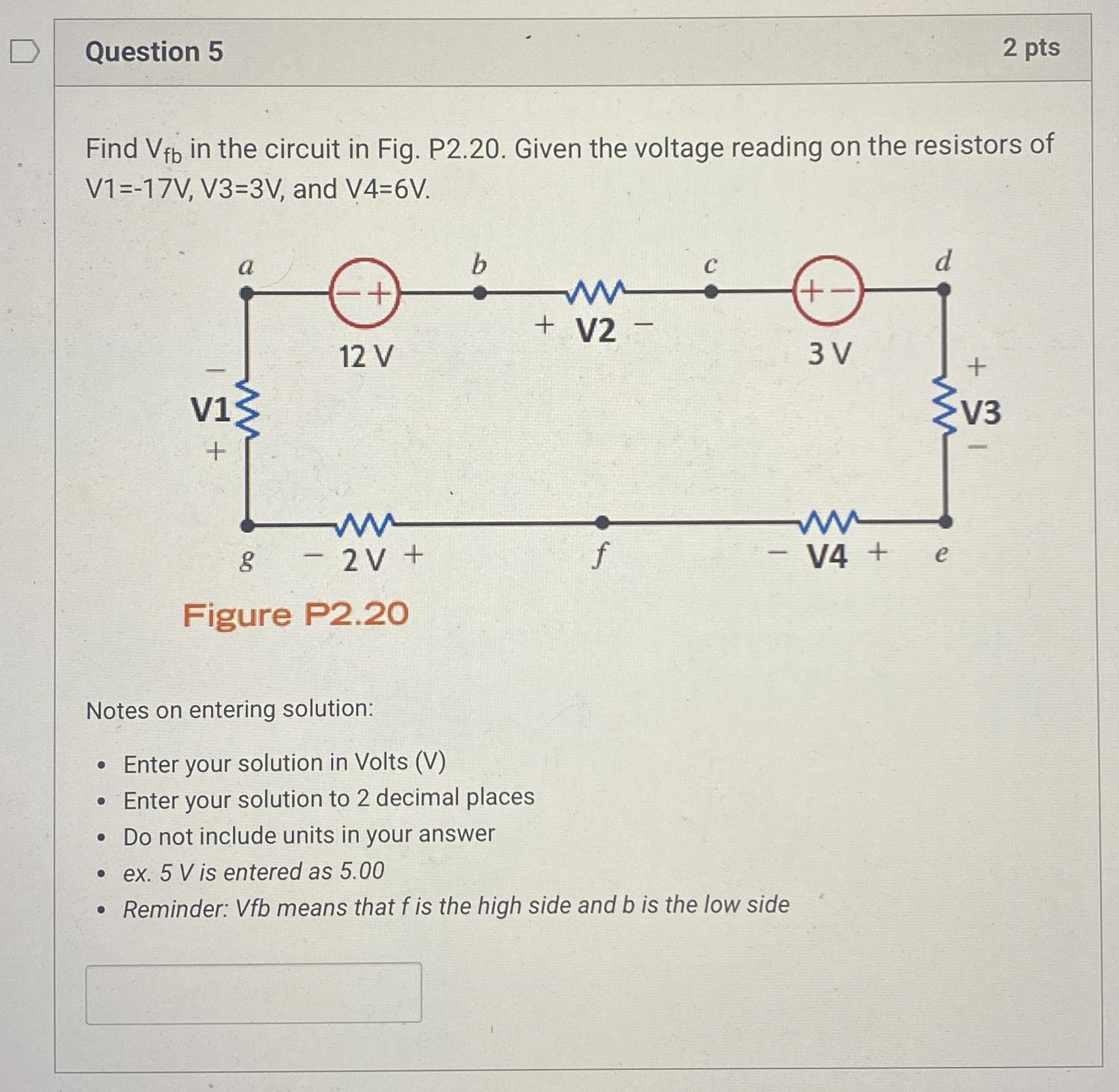 Solved Question 52 ﻿ptsFind Vfb ﻿in the circuit in Fig. | Chegg.com