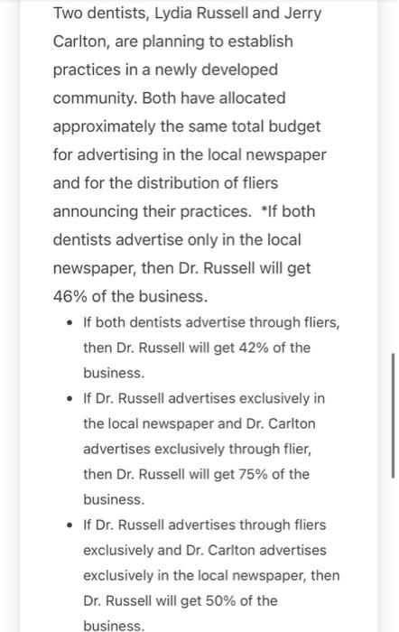 Solved Two dentists, Lydia Russell and Jerry Carlton, are | Chegg.com