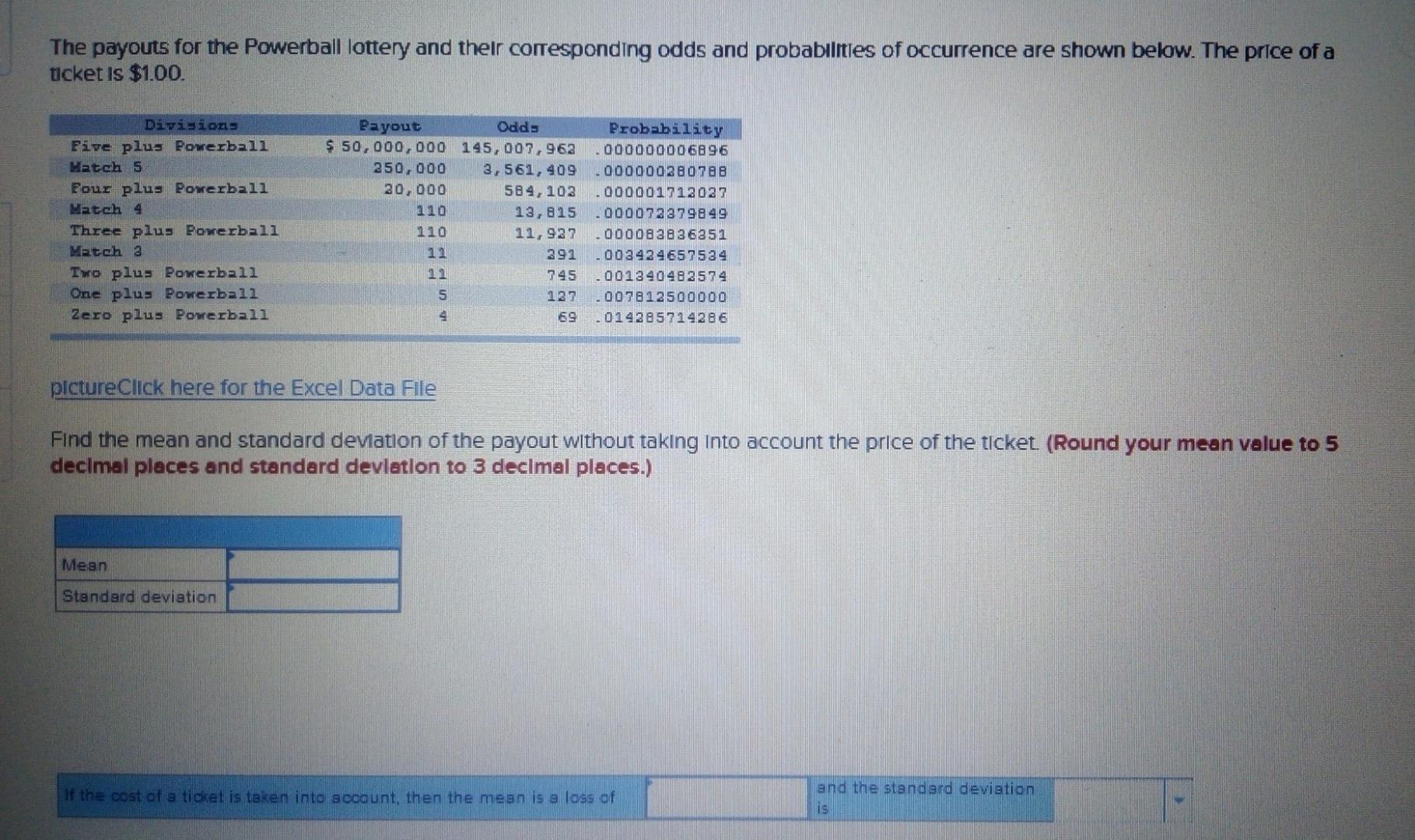 Solved The payouts for the Powerball lottery and their | Chegg.com
