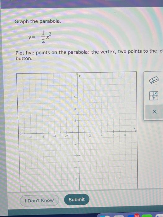 Solved Graph the parabola. y= 1 1 1 1 1 2 Plot five points | Chegg.com