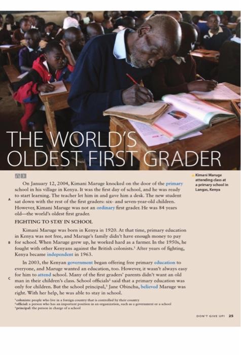 Solved THE WORLD'S OLDEST FIRST GRADER Ba và Maru. attending | Chegg.com