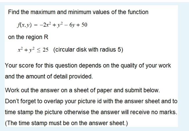 Solved Find the maximum and minimum values of the function | Chegg.com