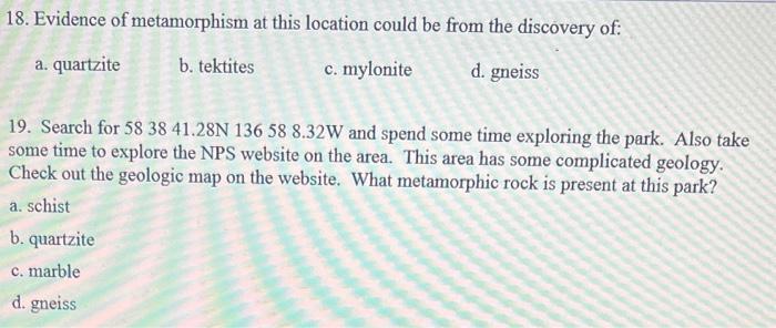 Solved 2000( )1. A possible protolith for Sample M is: a. | Chegg.com