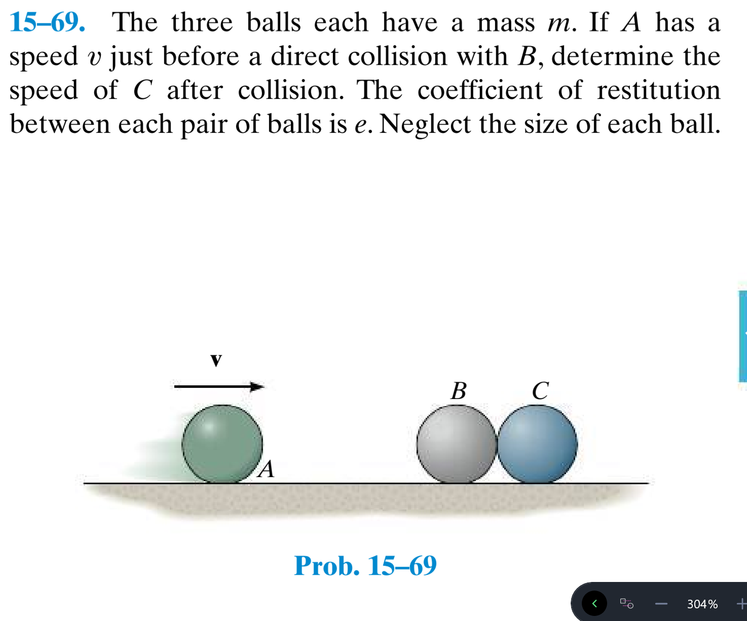 Solved 15-69. ﻿The three balls each have a mass m. ﻿If A has | Chegg.com