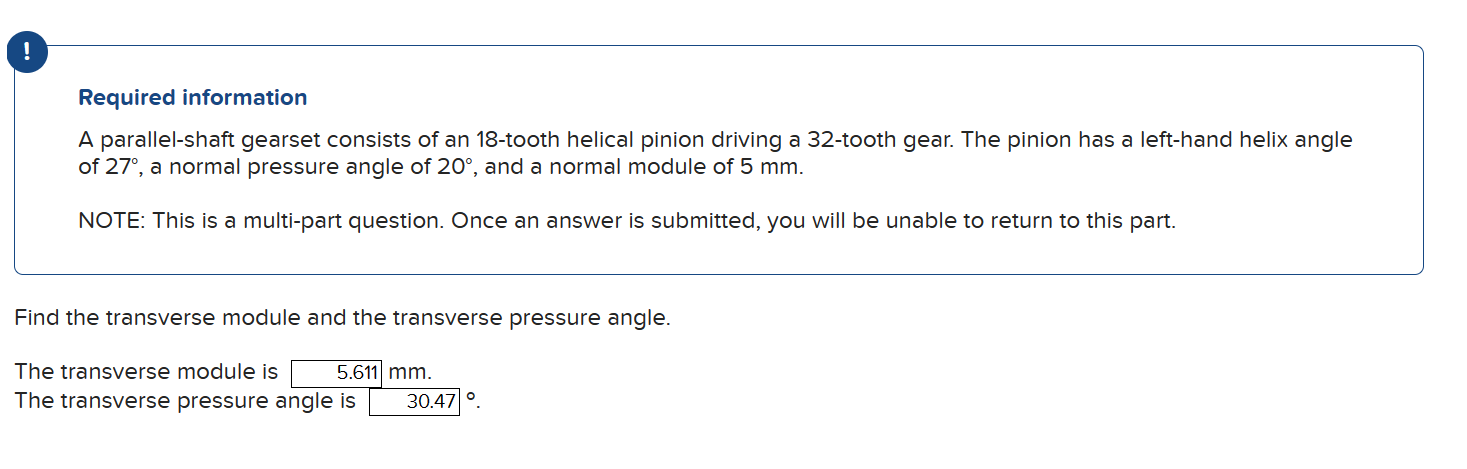 Solved !Required informationA parallel-shaft gearset | Chegg.com