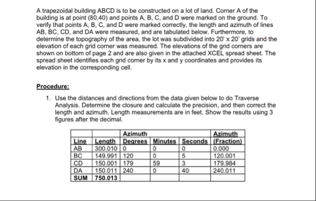 Solved A trapezoidal building ABCD is to be constructed on a | Chegg.com