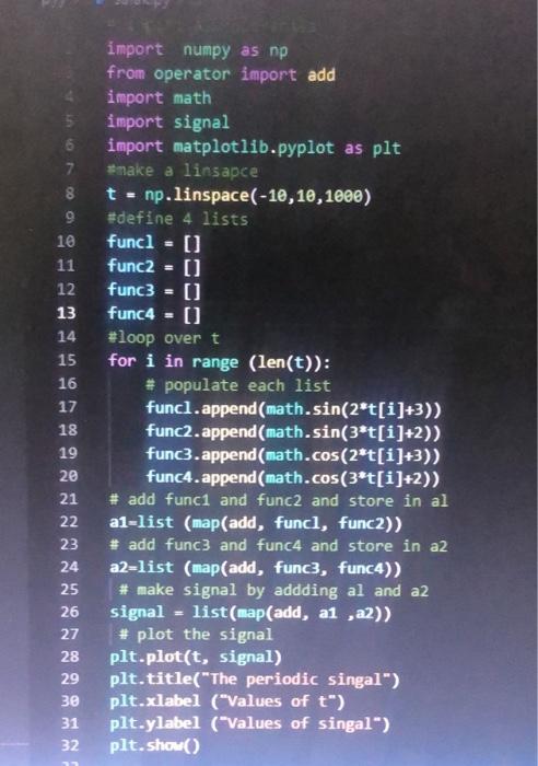Solved For the code in the attached picture Plot the | Chegg.com