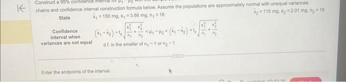 Solved chains and confidence interval construction formula | Chegg.com