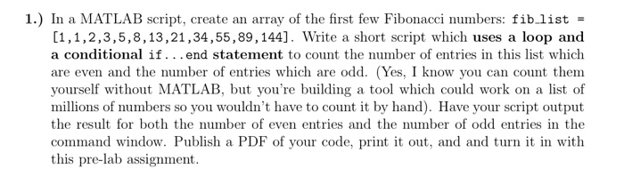 Solved 1 In A Matlab Script Create An Array Of The First 9238
