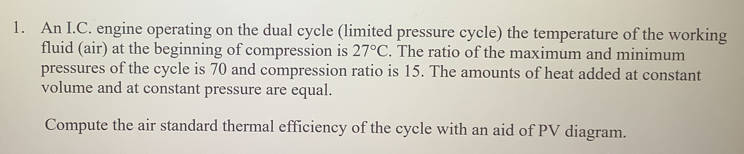 Solved An I.C. ﻿engine operating on the dual cycle (limited | Chegg.com