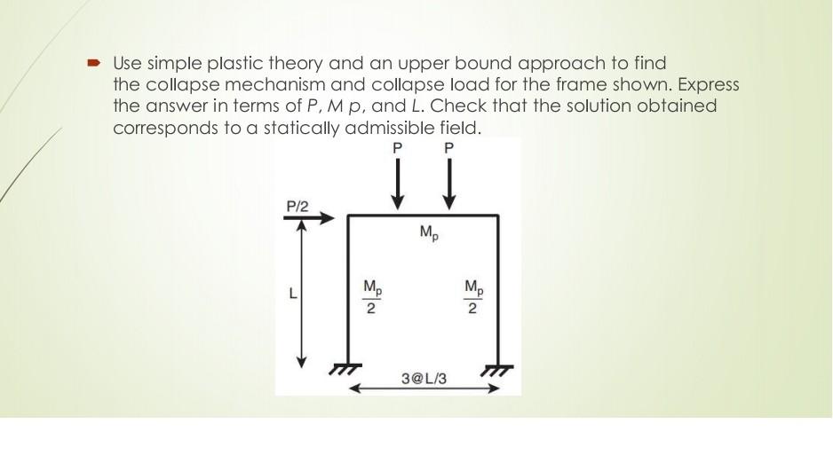 Solved Use Simple Plastic Theory And An Upper Bound Approach 