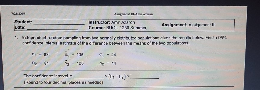 Solved 7/28/2019 Assignment III-Amir Azaron Student: Date: | Chegg.com