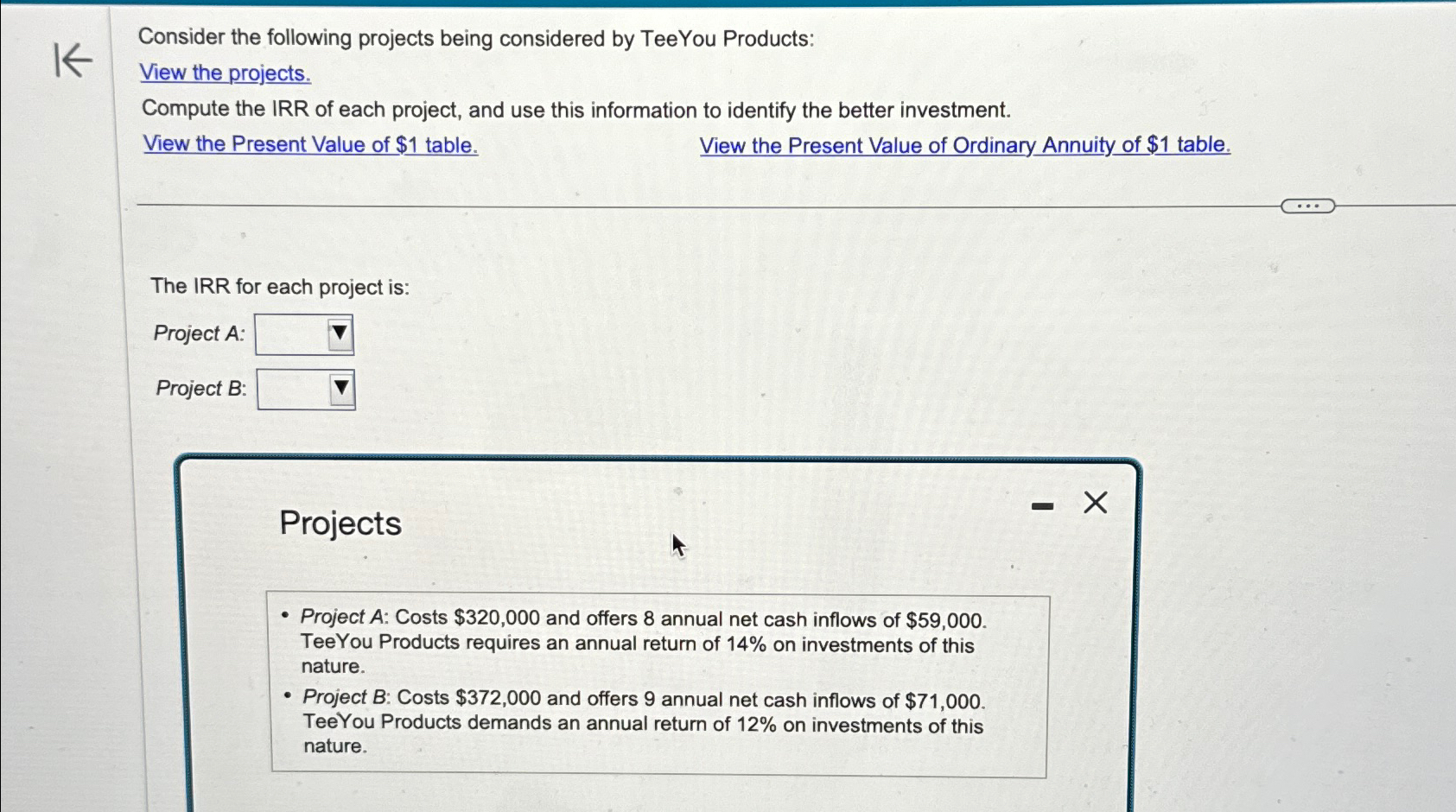 Solved Consider the following projects being considered by | Chegg.com
