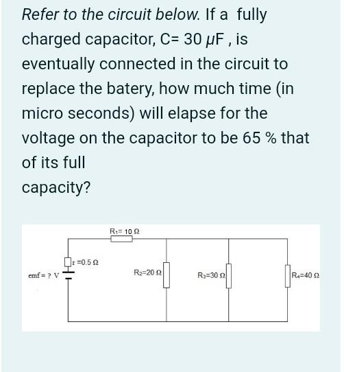 Solved Refer to the circuit below. If a fully charged | Chegg.com