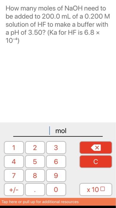 Solved How many moles of NaOH need to be added to 200.0 mL | Chegg.com