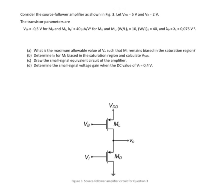 Solved Question 3 (25 pts) Consider the source-follower | Chegg.com