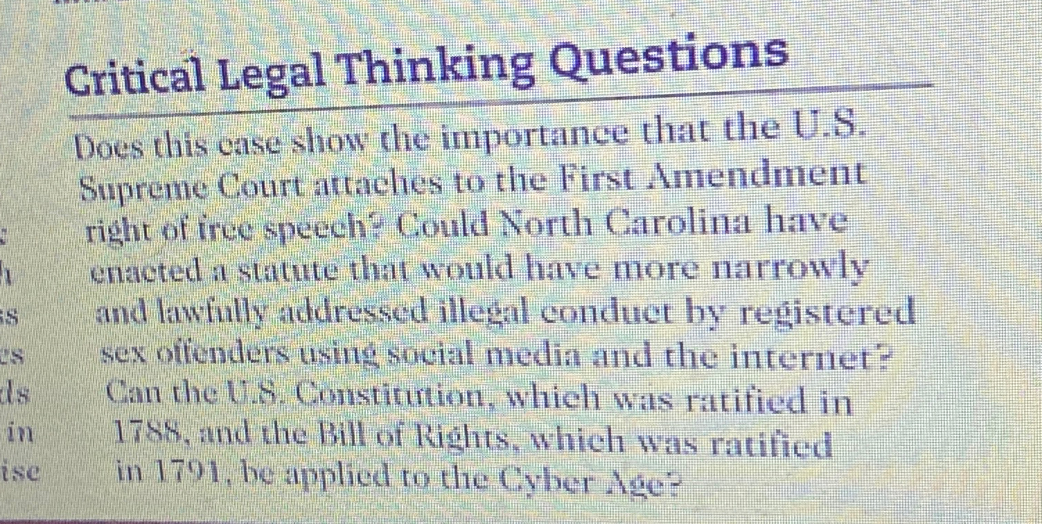 Solved Critical Legal Thinking QuestionsDoes this case show | Chegg.com