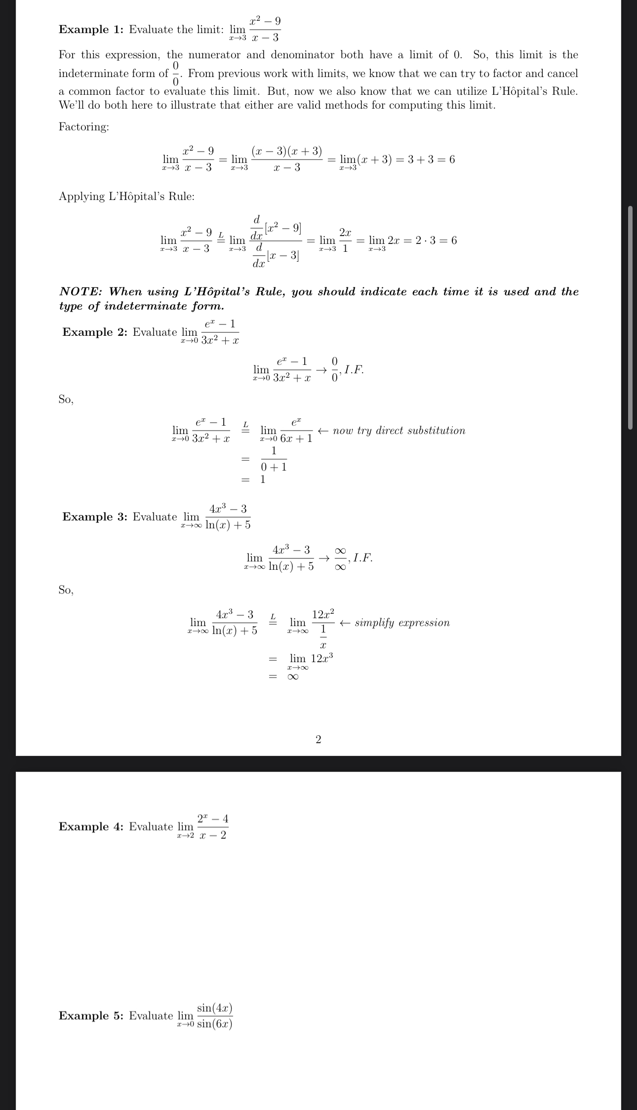 Solved Example 1: Evaluate the limit: limx→3x2-9x-3For this | Chegg.com